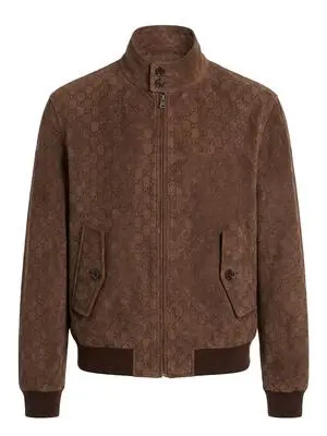 Gucci Embossed Gg Suede Bomber Jacket - Brown