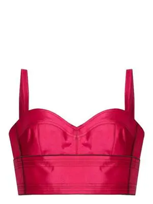 Tory Burch Silk Cropped Top With Cutouts - Red