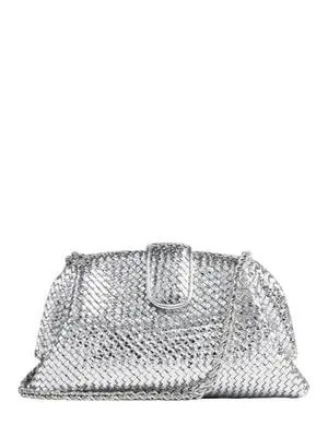 Bottega Veneta Padded Intricciato Metal Woven Leather Clutch Bag - Silver