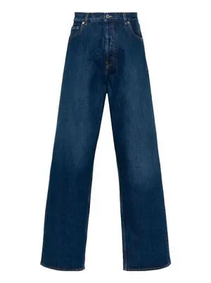 Off-White Logo Patch Wide Leg Jeans - Blue