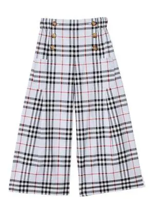 BURBERRY Burberry Plaid Wide-Leg Trousers With Button Detail