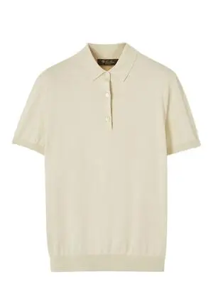 LORO PIANA Loro Piana Short Sleeve Polo Shirt In Ice Wish Sea Island Cotton