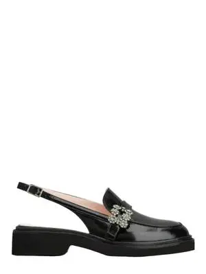 ROGER VIVIER Viv Rangers Slingback Flats With Crystal Buckle - Black