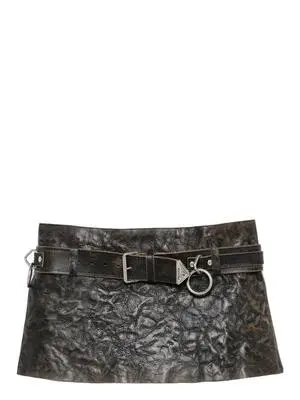 PRADA Prada Belted Leather Mini Skirt