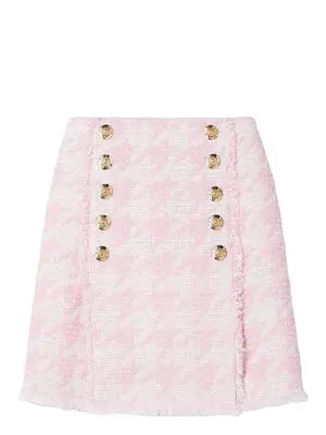 Balmain Buttoned Tweed Mini Skirt - Pink