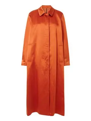Dries Van Noten Cotton Blend Satin Coat - Orange