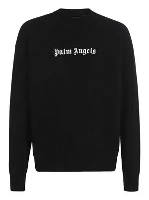 Palm Angels Logo Embroidered Crewneck Jumper - Black