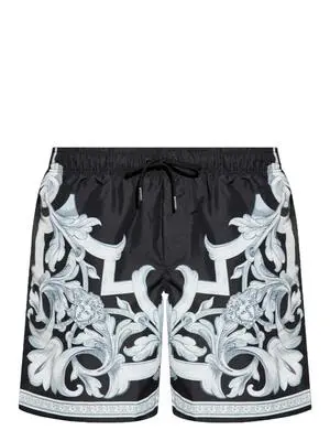 Versace Barocco Print Swim Shorts - Black
