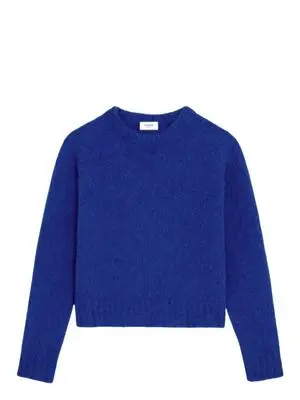 Celine Shetland Wool Crewneck Sweater With Triomphe Embroidery - Blue