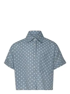 Aspesi Polka Dot Print Cropped Shirt - Gray