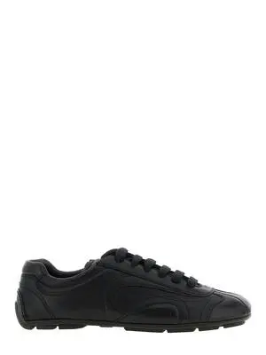 Prada Lace-up Round Toe Low-top Sneakers - Black
