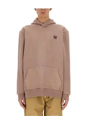 Fred Perry Logo Emblem Hoodie - Nude