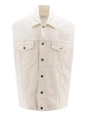 Off-White Logo Embroidered Buttoned Gilet - Nude