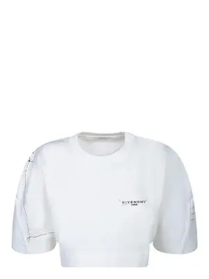 Givenchy Paris Logo Embroidered Cropped T-shirt - White