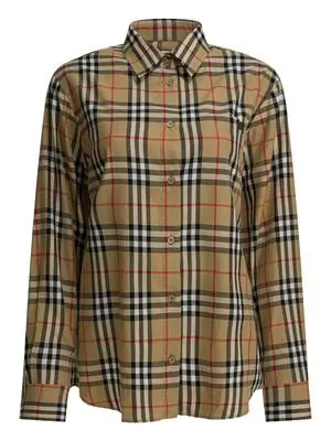 Burberry Ekd Embeoidered Checked Shirt - Brown