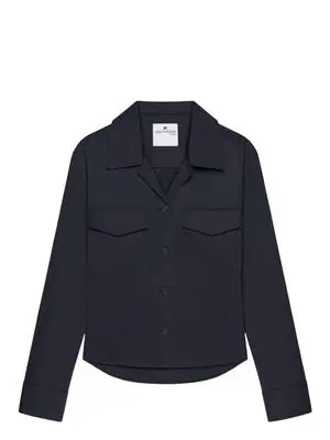 COURREGES Cotton Shirt With Asymmetrical Hem - Navy Blue