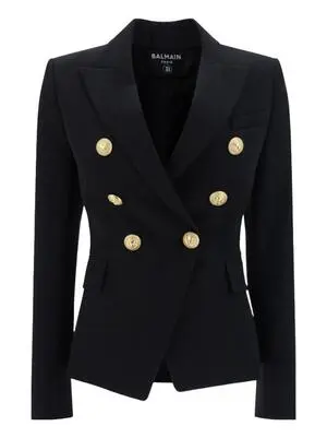 Balmain Wool Double-breasted Jacket - Black