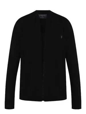 ALLSAINTS Minimalist Open Knit Cardigan With Logo Detail - Black
