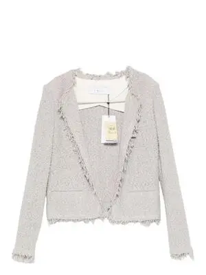 IRO PARIS Long-sleeved Textured Jacket With Frayed Edges - White
