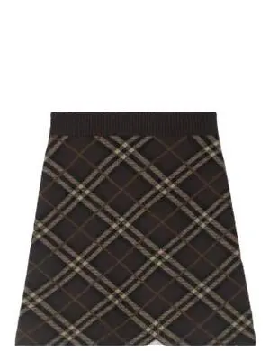 Burberry Checked Knitted Skirt - Truffle Brown
