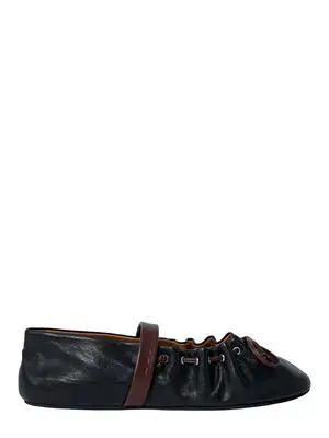 Marni Leather Mary Jane Ballerinas - Black