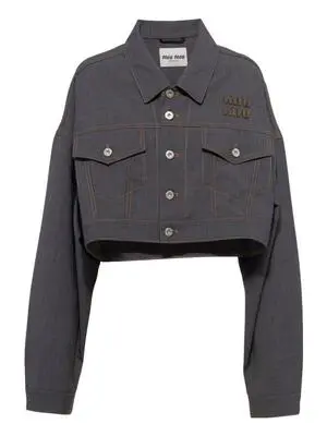 Miu Miu Wool Blouson Jacket - Slate Grey