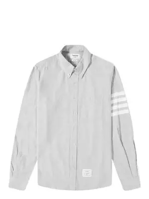Thom Browne Logo 4-striped Flannel Shirt - Medium Gray
