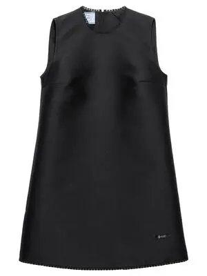 Prada Scuba Mini Dress With Lace Collar - Black