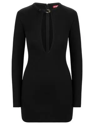 Staud Astor Dress With Gold Tone Moon Buckle - Black
