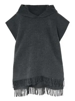 Brunello Cucinelli Hooded Cloak With Tassel Detail - Black