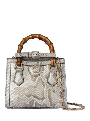 GUCCI Gucci Diana Mini Python Tote Bag With Bamboo Handles And Chain Strap