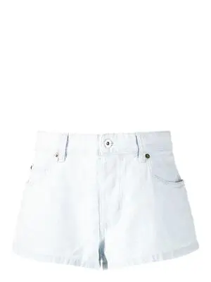 Miu Miu Miu Miu Logo Denim Shorts Light Blue