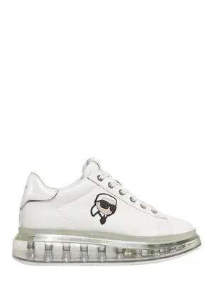 Karl Lagerfeld Lace Up Sneakers With Patterned Details - White
