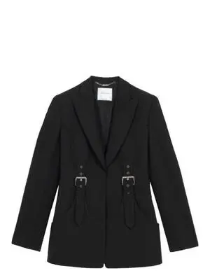 Blumarine Long Sleeve Buckle Detail Blazer - Black