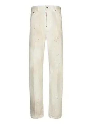Dsquared2 Paint Splatter Wide Leg Jeans - White