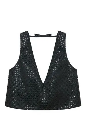 Dorothee Schumacher Sequin Embellished Duchesse Crop Top - Graphite