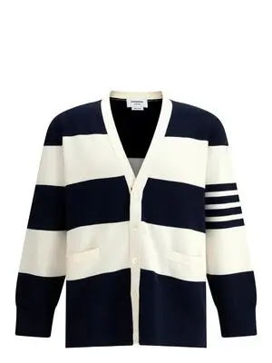 Thom Browne Striped V-neck Cardigan - Black
