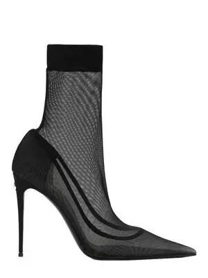 Dolce & Gabbana Pointed-toe Logo Plaque Ankle Boots - Black