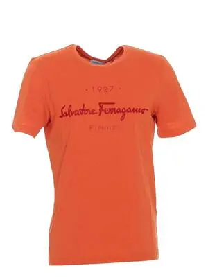 FERRAGAMO Logo Printed Casual T-shirt - Red