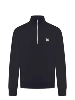 MAISON KITSUNÉ Maison Kitsuné Fox Head Patch Half-Zip Sweatshirt