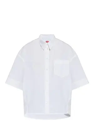 Kenzo Pocket Shirt With Lapel And Short Sleeves - White