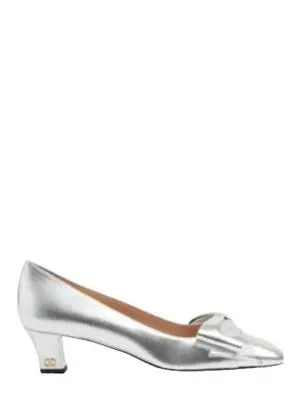 Valentino Garavani Valentino Bow Detail Square Toe Pumps Silver