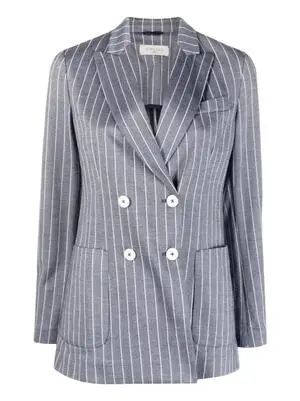 CIRCOLO 1901 Double-breasted Pinstripe Blazer - Gray