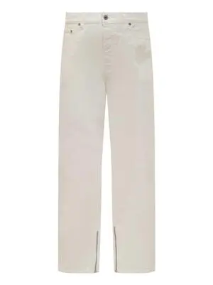 Off-White Logo Embroidered Straight Leg Jeans - White
