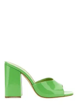 Paris Texas Anja Slip-on Sandals In Glossy Finish - Green