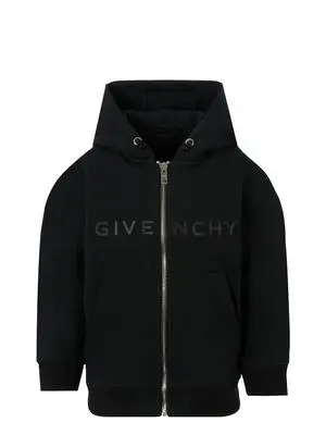Givenchy Logo-print Hooded Zip-up Sweatshirt - Black