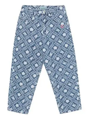 Kenzo All-over Monogram Print Jeans - Blue