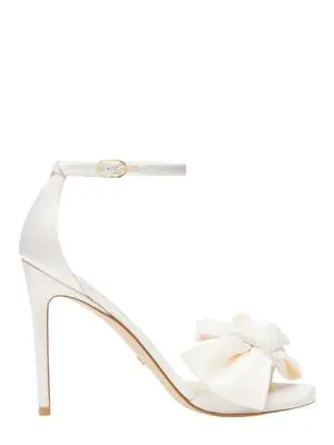 STUART WEITZMAN Embellished Bow Stiletto Sandals - White