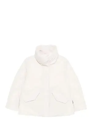 Woolrich Long-sleeved Cotton Jacket With Stand Collar And Zip-up Closure - White
