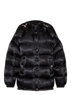 Dolce & Gabbana Padded Down Jacket With High Collar And Removable Hood - Black